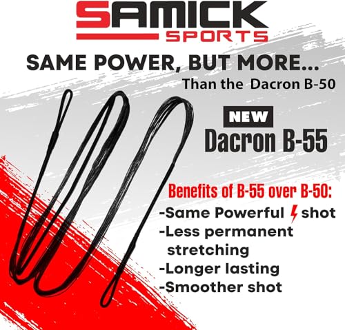 SAMICK SPORTS Dacron Bow String Replacement for Archery Recurve Traditional & Longbow Bows Bowstring - Sizes 12, 14, 16 Strands - Length Sizes 44-70 Inches