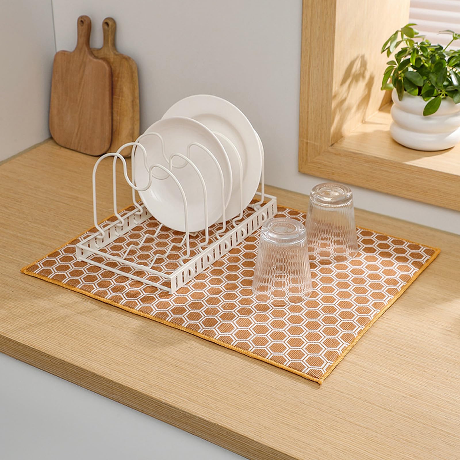 Tgepliyung 2 Pack XXL Dish Drying Mats for Kitchen Counter, 24 x 18 inch Microfiber Dish Drying Pads, Absorbent Dish Drainer Mat for Counertop, Thickened, Washable, Super Absorbent, Grey