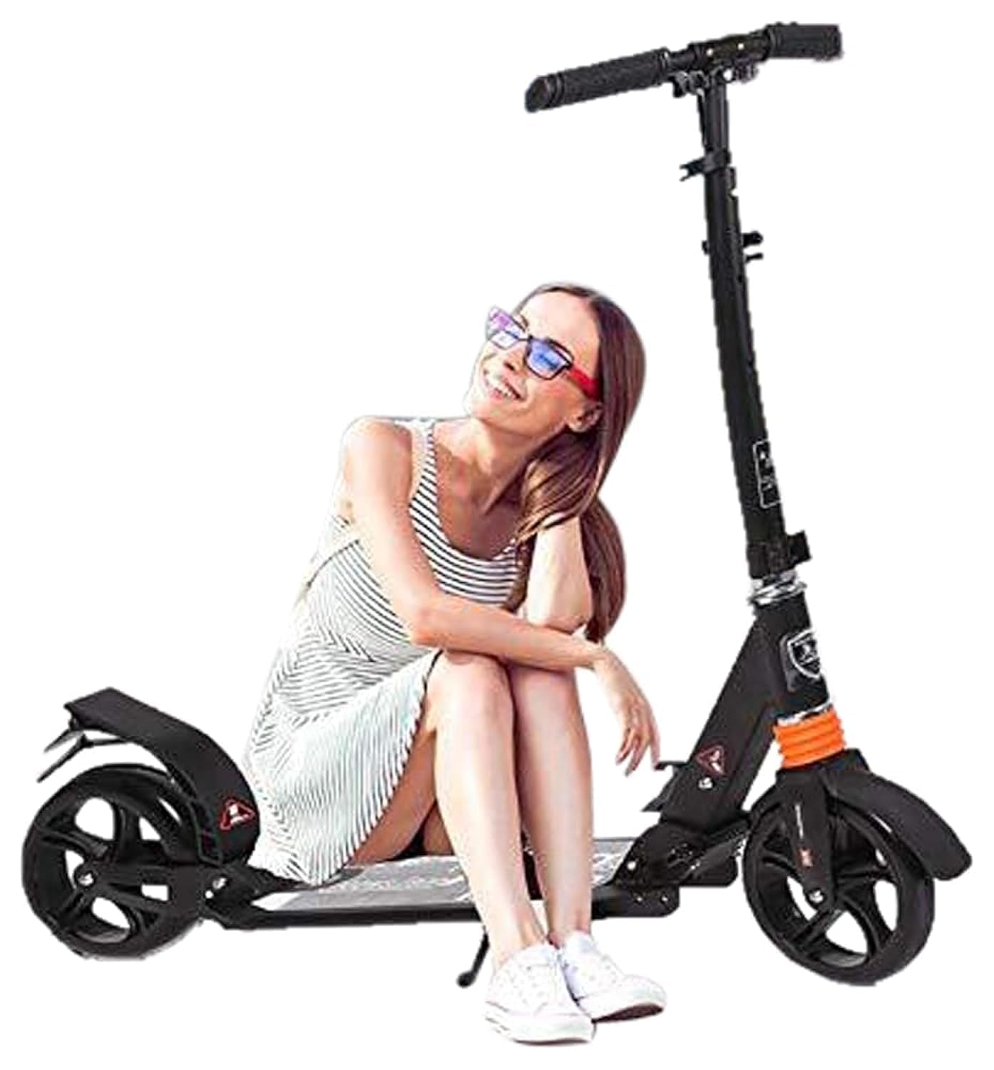 Kids/Adult Scooter with 3 Seconds Easy-Folding System, 220lb Folding Adjustable Scooter and 200mm Large Wheels (Black)