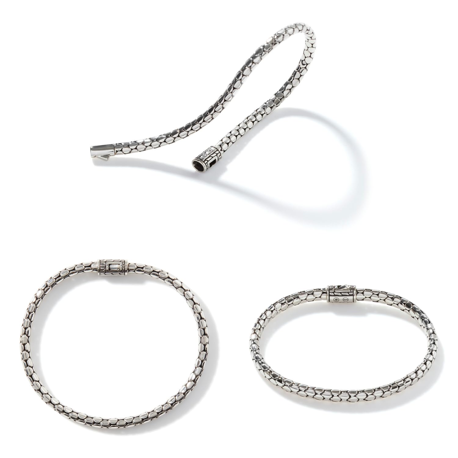 John Hardy Dot Collection, Women's Bracelet, 4.5MM 925-Sterling Silver, Luxury Women's Wrist Bracelet with Pusher Clasp, Size Large