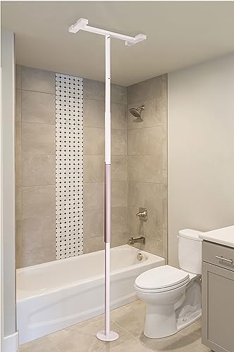 Stander Security Pole, Floor to Ceiling Transfer Pole, Elderly Grab Bar and Bathroom Rail with Padded Handle, Iceberg White