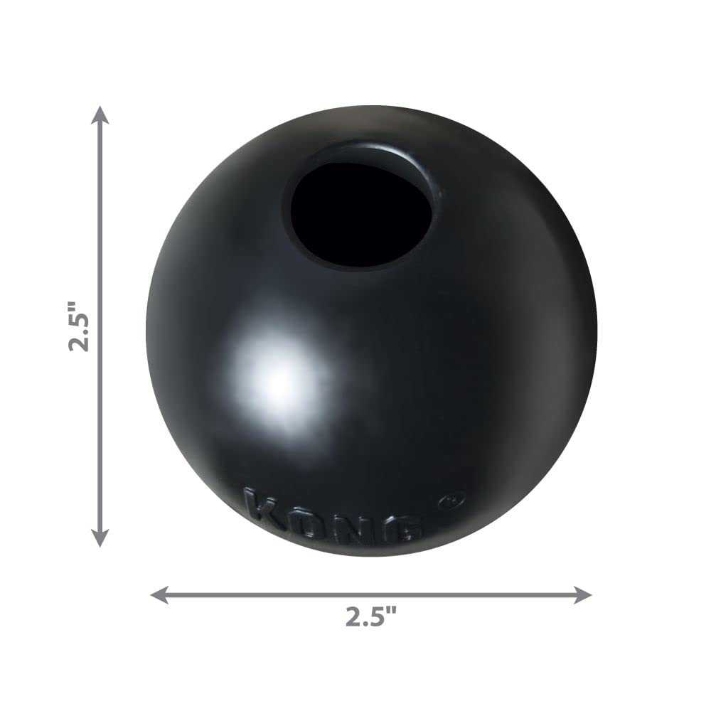 KONG Extreme Ball with Hole - Dog Fetch Toy - Durable Dog Ball Toy for Training, Interactive Playtime & More - Natural Extreme Rubber Ball for Dogs - Black - for Small Dogs