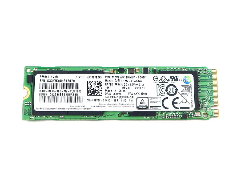 Solid State Drive 68V6F 068V6F CN-068V6F Compatible Replacement Spare Part for Dell Samsung PM961 MZ-VLW512A 512GB PCI Express 3.0 x4 TLC NVMe M.2 2280 Internal SSD