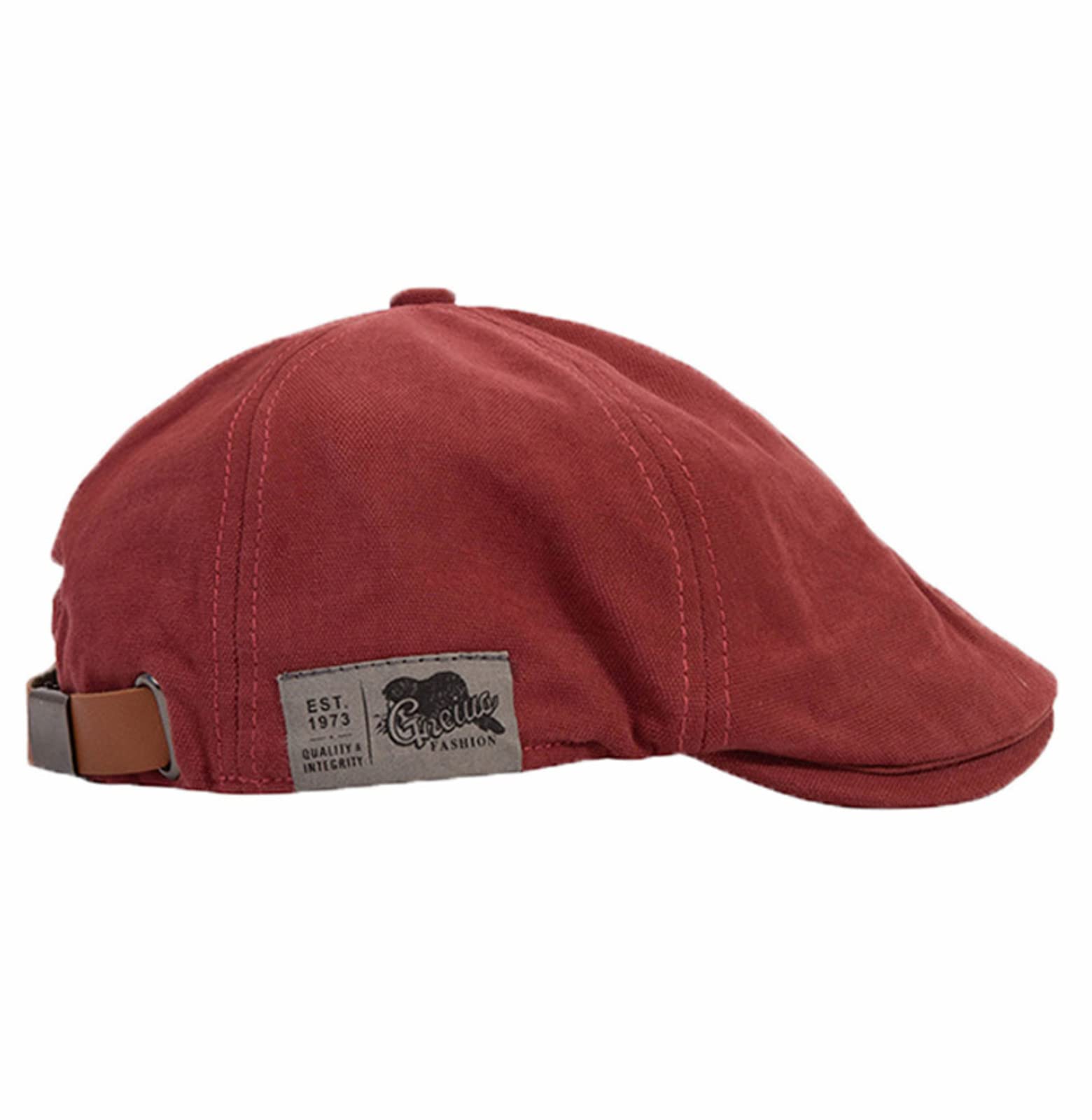 Men's Beret Hat Cotton Newsboy Berets Flat Caps Adjustable Classic Vintage Duckbill Buckle Cabbie Cap Red