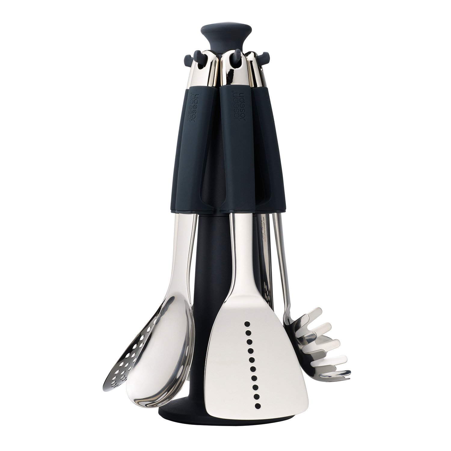 Joseph Joseph Elevate 100 Carousel Stainless Steel Kitchen Utensil Set with Rotating Storage Stand, 6-piece, Black