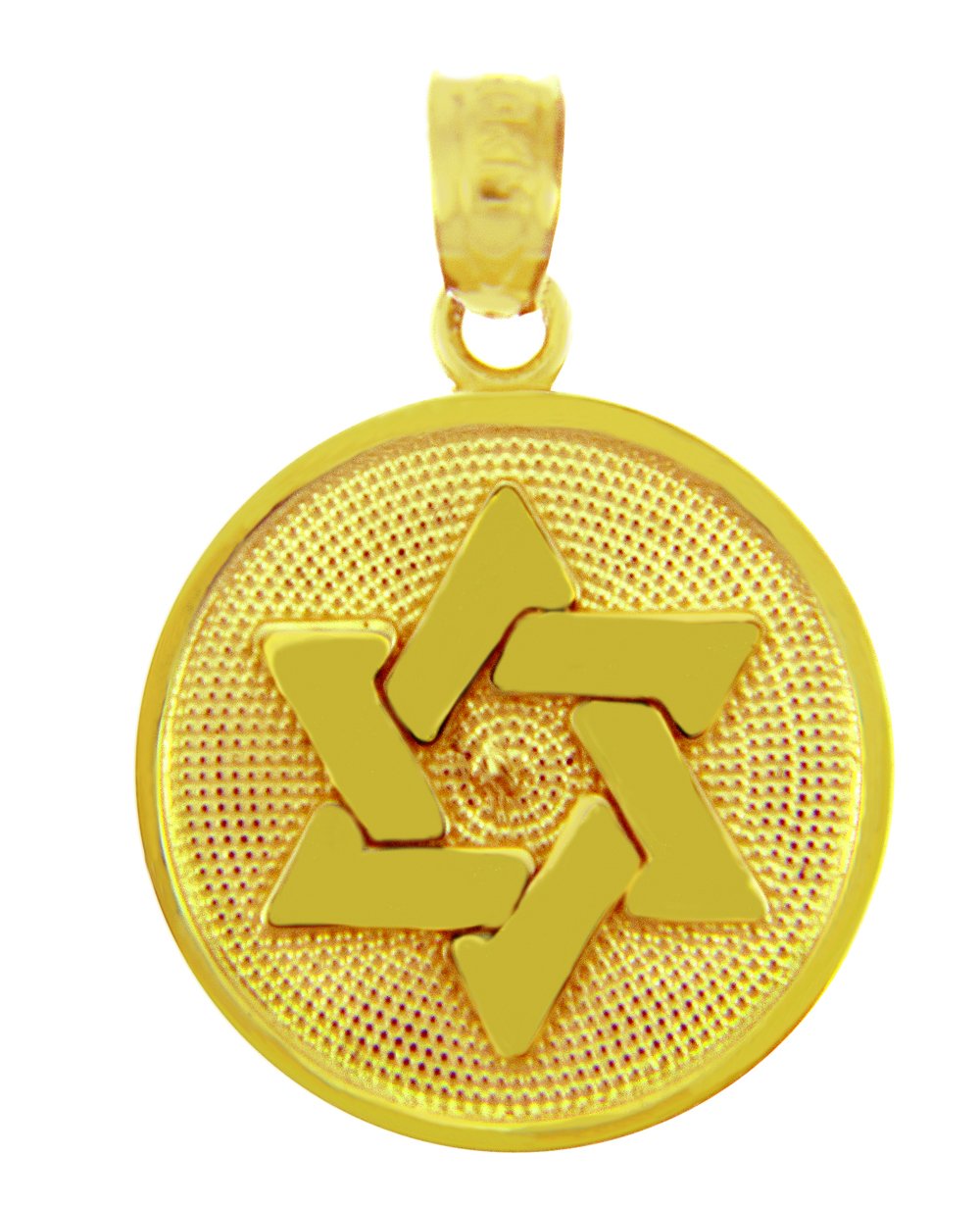 Jewish Jewelry 14k Gold The Magen David with Disc Charm