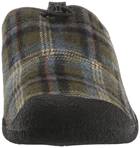 KEEN Men's Howser 3 Slide Comfy Durable Slippers, Green Plaid/Black, 11.5