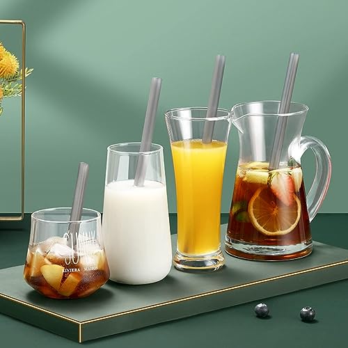 Reusable Food Grade Silicone Drinking Straws,Openable, Washable , Straight Smoothie Straws Cold and Hot Compatible,Long softy & Flexible Straws Green/5 Pcs