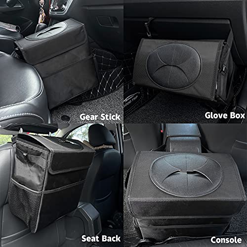 JUSTTOP Waterproof Car Trash Can with Lid and Storage Pockets, 100% Leak-Proof Car Organizer, Multipurpose Trash Can for Car(12L)