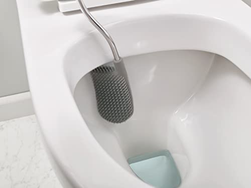 Joseph Joseph Flex Lite Silicone Toilet Brush with Slimline Holder Set, Flexible Head, drip, Anti-Clog deep Clean, 1 EA, Grey/White