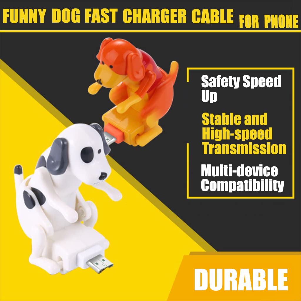 Teursa New One-Touch Stop Funny Moving Dog Charger Cable Stray Dog Charging Cable 4 ft USB Charger Cable (Lightning Cable, White)