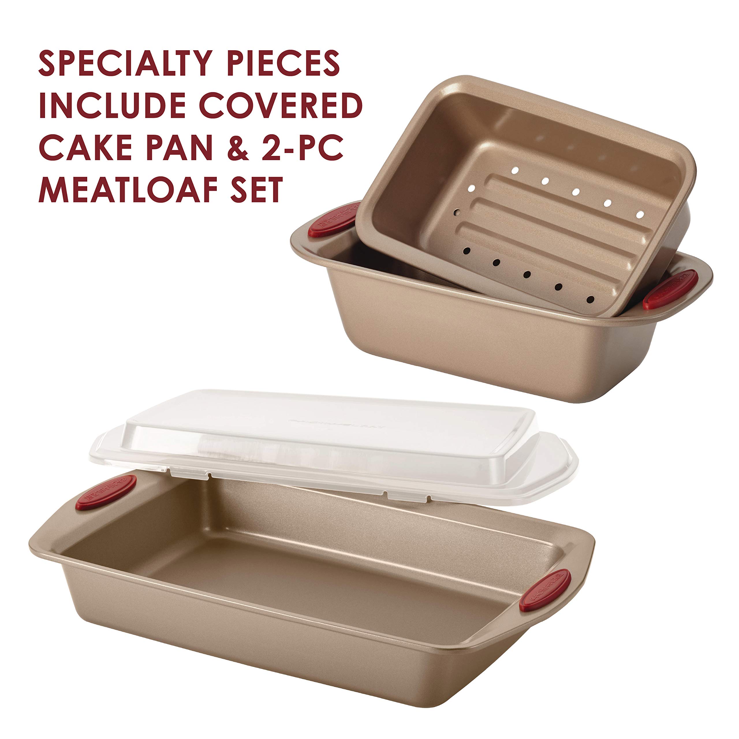 Rachael Ray Cucina Nonstick Bakeware Set with Pyrex Glass Measuring Cups (10 Piece)
