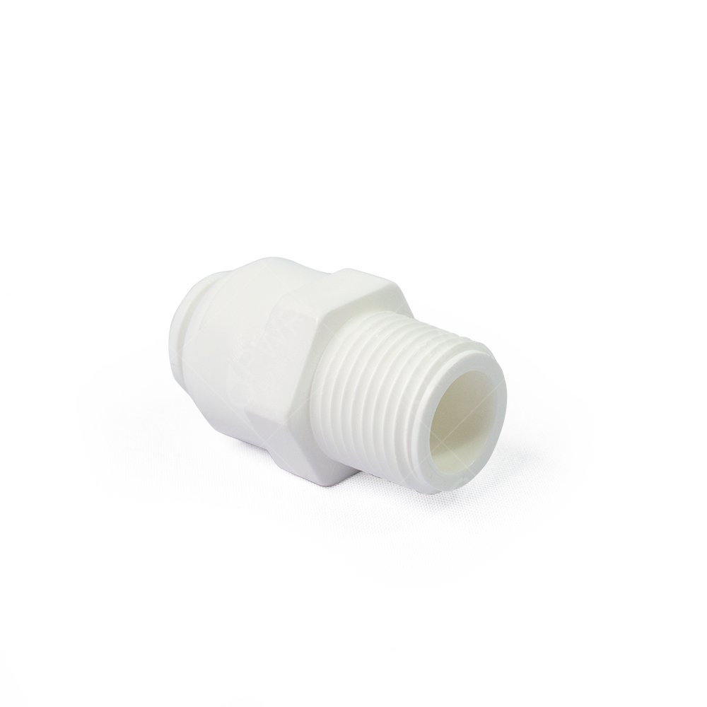 John Guest PP011224W Male Connector, 3/8" OD x 1/2" NPTF (Pack of 10)