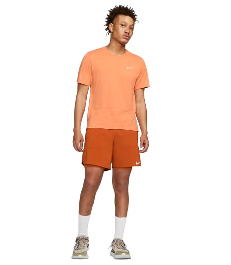 Nike Men's Dri-FIT Miler Short-Sleeve Running Top (as1, Alpha, l, Regular, Regular, Orange Trance, Large)