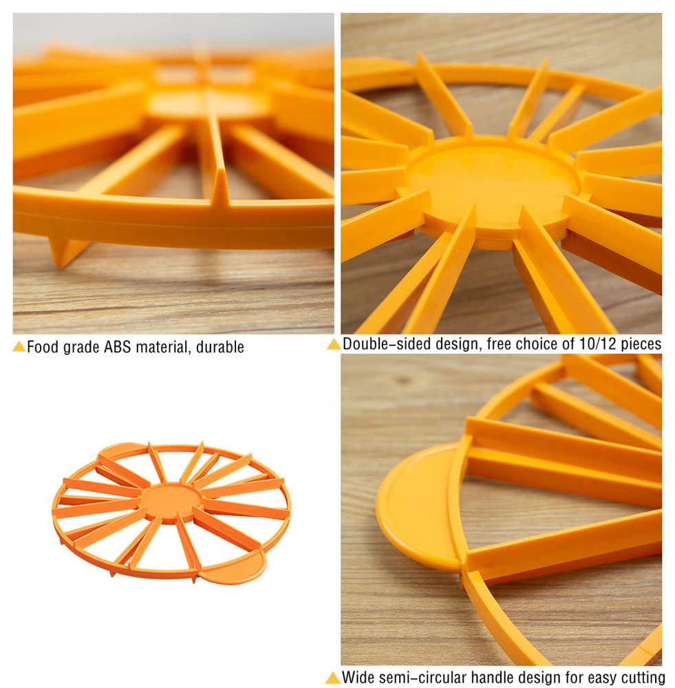 Round Cake Slice & Pie Slicer Marker, Cake Divider, Cheesecake Cutter, 10 or 12 Slices Double Sided Cake Portion Marker, Works for Cakes 10 Inches Diameter