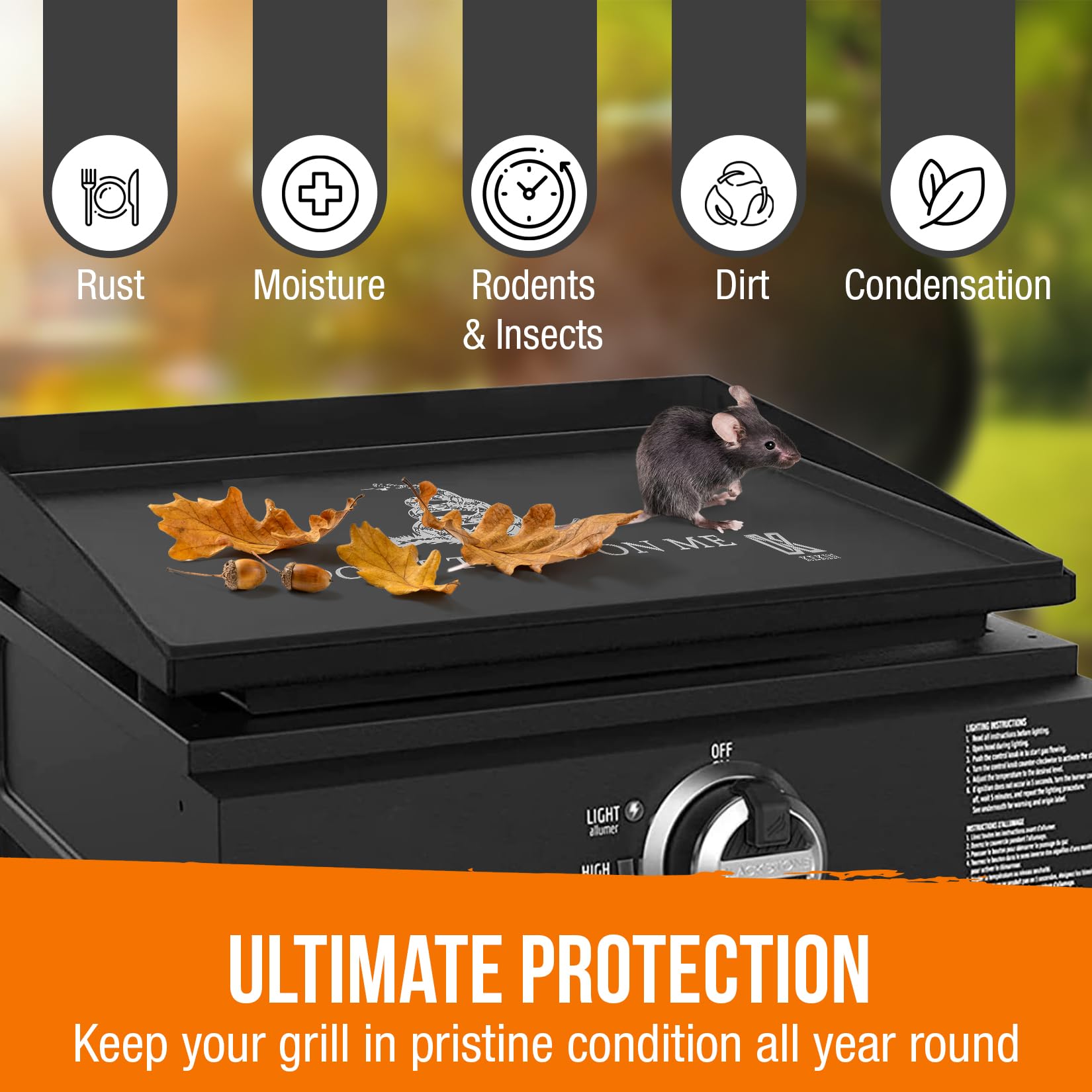 KEKIN Silicone Griddle Mat, griddle cover, Don't Tread On Me (36" Black) Heavy Duty 3mm Food Grade Blackstone Silicone griddle cover, Protect your Griddle from Insects, Debris, and Rust.