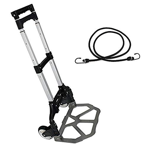 Smartxchoices Folding Hand Truck, Dolly Cart with Wheels & Telescoping Handle, Bungee Cord, Portable Aluminum Luggage Cart, Personal Trolley for Indoor Outdoor Travel Shopping Moving, 176 lb Capacity