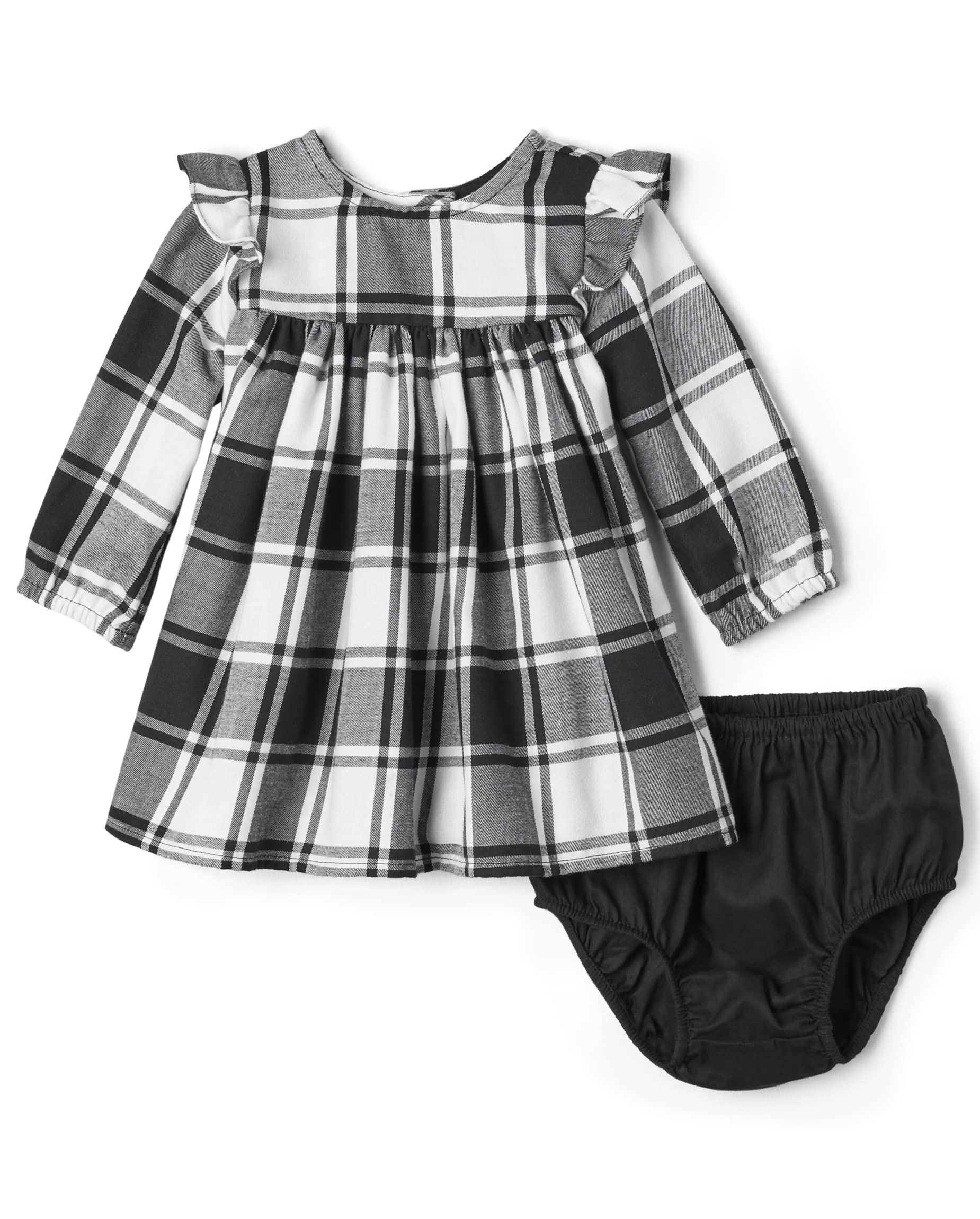 The Children's Place Baby Girls' Long Sleeve Dress, Black, 0-3 Months