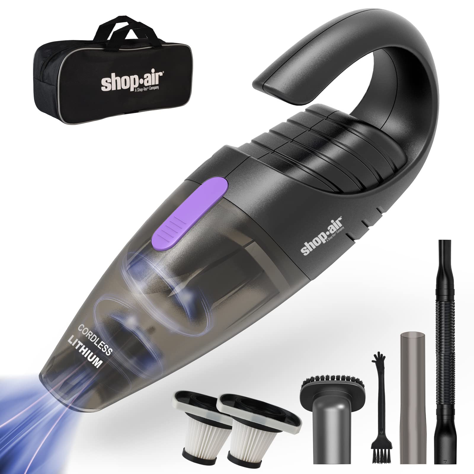 Shop-Vac 6 Gallon 3.0 Peak HP Wet Dry Vacuum+Shop·AIR Car Vacuum Cordless, Purple