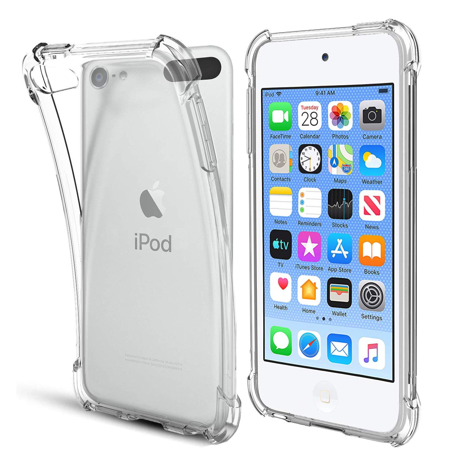 KELIFANG Case Compatible with iPod Touch 7, 6 and 5, Ultra Slim Full Body Protective Case Shockproof Soft TPU Bumper Non-Slip Thin Clear Cover Compatible with 7th/6th/5th Generation, Clear