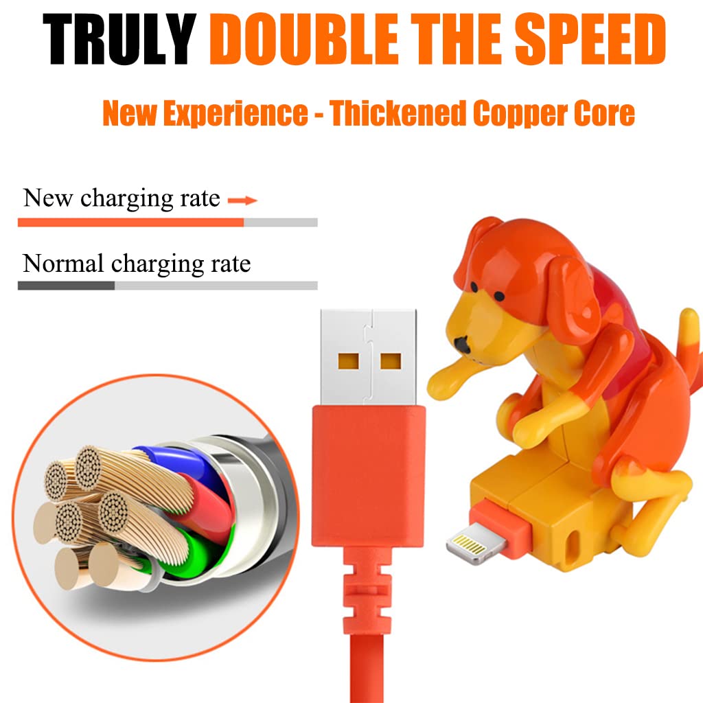 Teursa New One-Touch Stop Funny Moving Dog Charger Cable Stray Dog Charging Cable 4 ft USB Charger Cable (Lightning Cable, White)