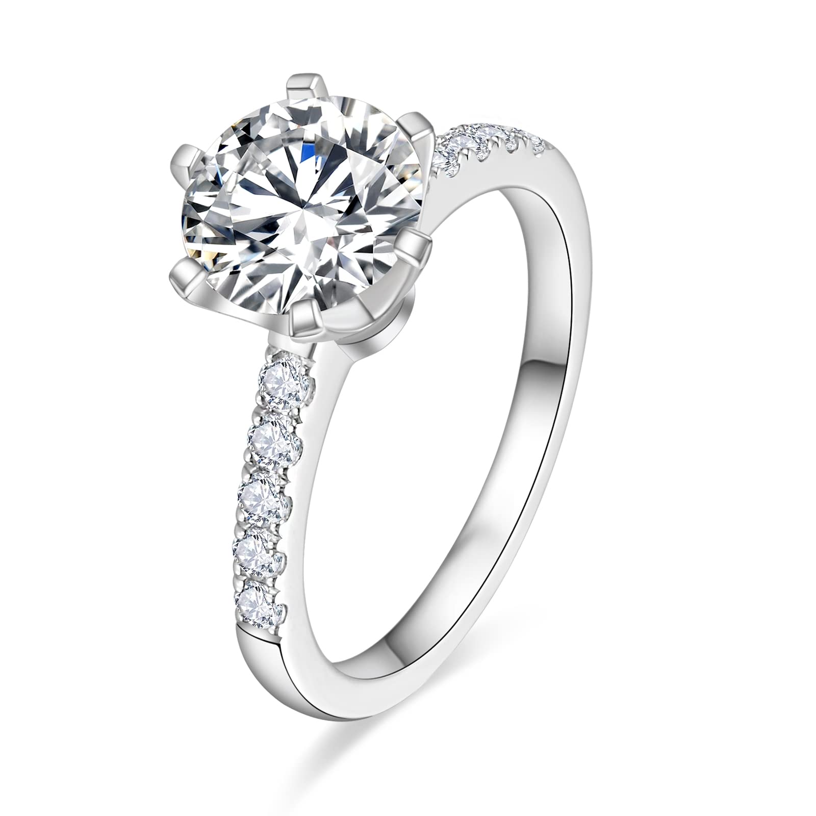 MOYKULN Moissanite Engagement Rings for Women, 1.24ct D Color VVS1 Clarity Brilliant Cut Lab Created Diamond Promise ring 925 Sterling Silver Wedding Rings for Women (Size 8)