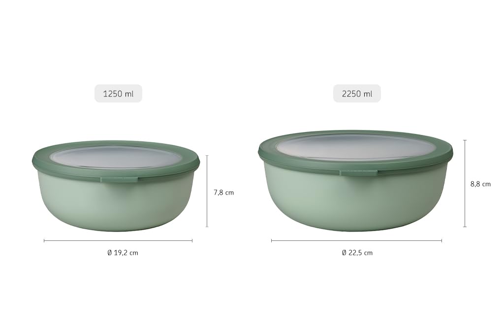 Rosti Mepal RST62160BLK Cirqula Multi Food Storage and Serving Bowl with Lid, Low 2.3 Quart, Black