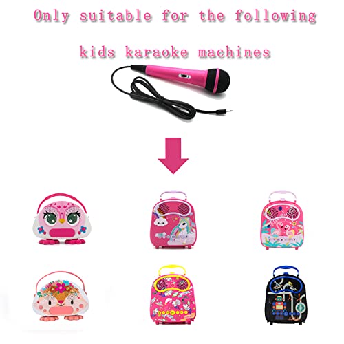 Kakutoy Wired Kids Karaoke Microphone Toy Handheld Dynamic Microphone 3.5mm Microphone Function Jack Cable Compatible with Children Karaoke Singing Machine (Pink)