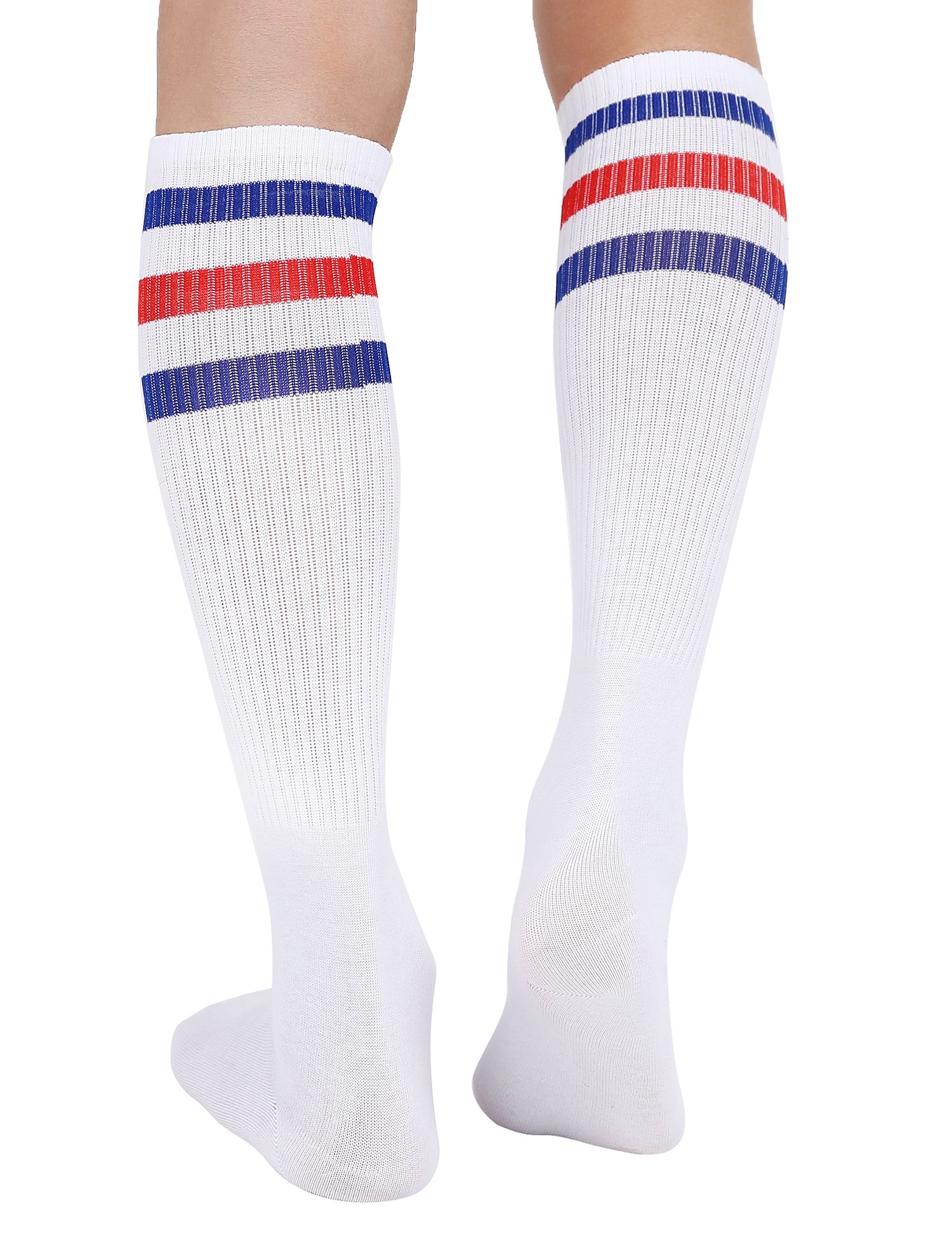 Joulli White Knee High Tube Long Socks Over the calf Cotton Knee Socks 2 Pairs