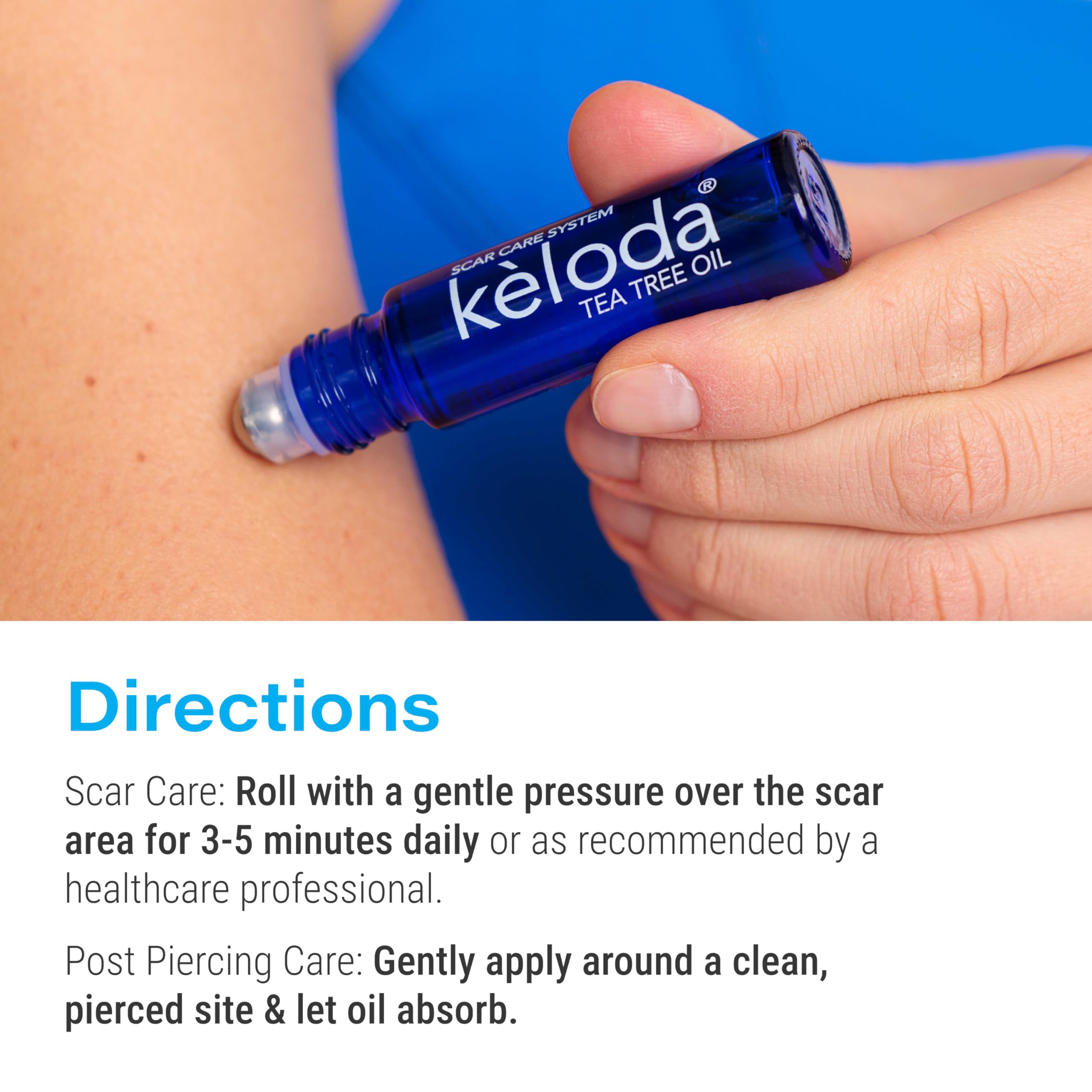 KELODA Scar & Keloid Removal Tea Tree Oil & Massager | Scars & Keloids Post Surgery Treatment | for Burns & Piercing | with Cocoa, Shea Butter, Vitamin E & Lavender Essential Oil 0.3 oz
