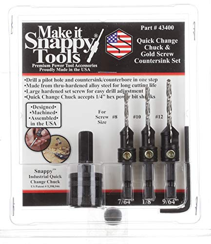Snappy Tools Quick Change Chuck & 3 Piece Countersink Set #43400