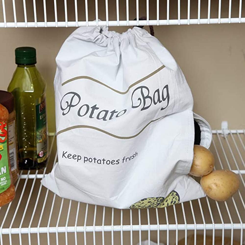 Reusable Produce Storage Bags,2 Pack Bread Bags Potato Onion Storage Keeper Holder Bags Muslin Veggie Bags,10"X14"