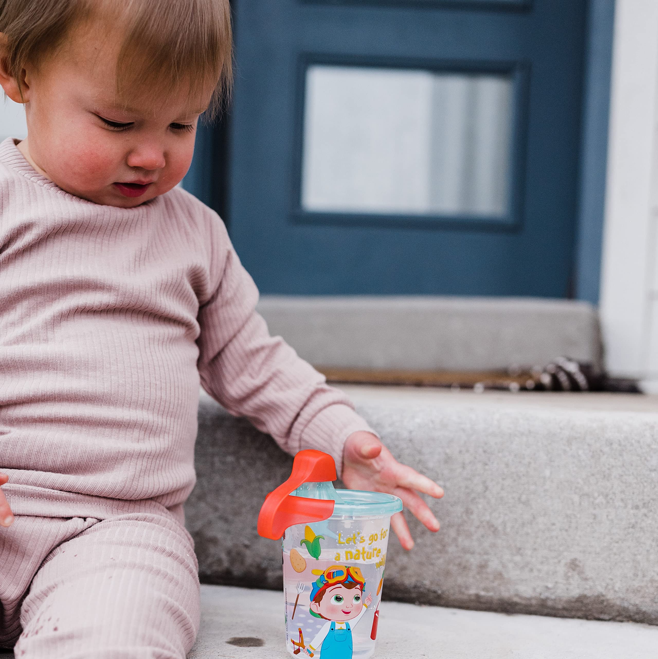 The First Years Cocomelon Take & Toss Toddler Sippy Cups - Spill Proof Toddler Sippy Cups with Snap On Lids and Travel Caps - Cocomelon Feeding and Party Supplies - 10 Oz - 8 Count