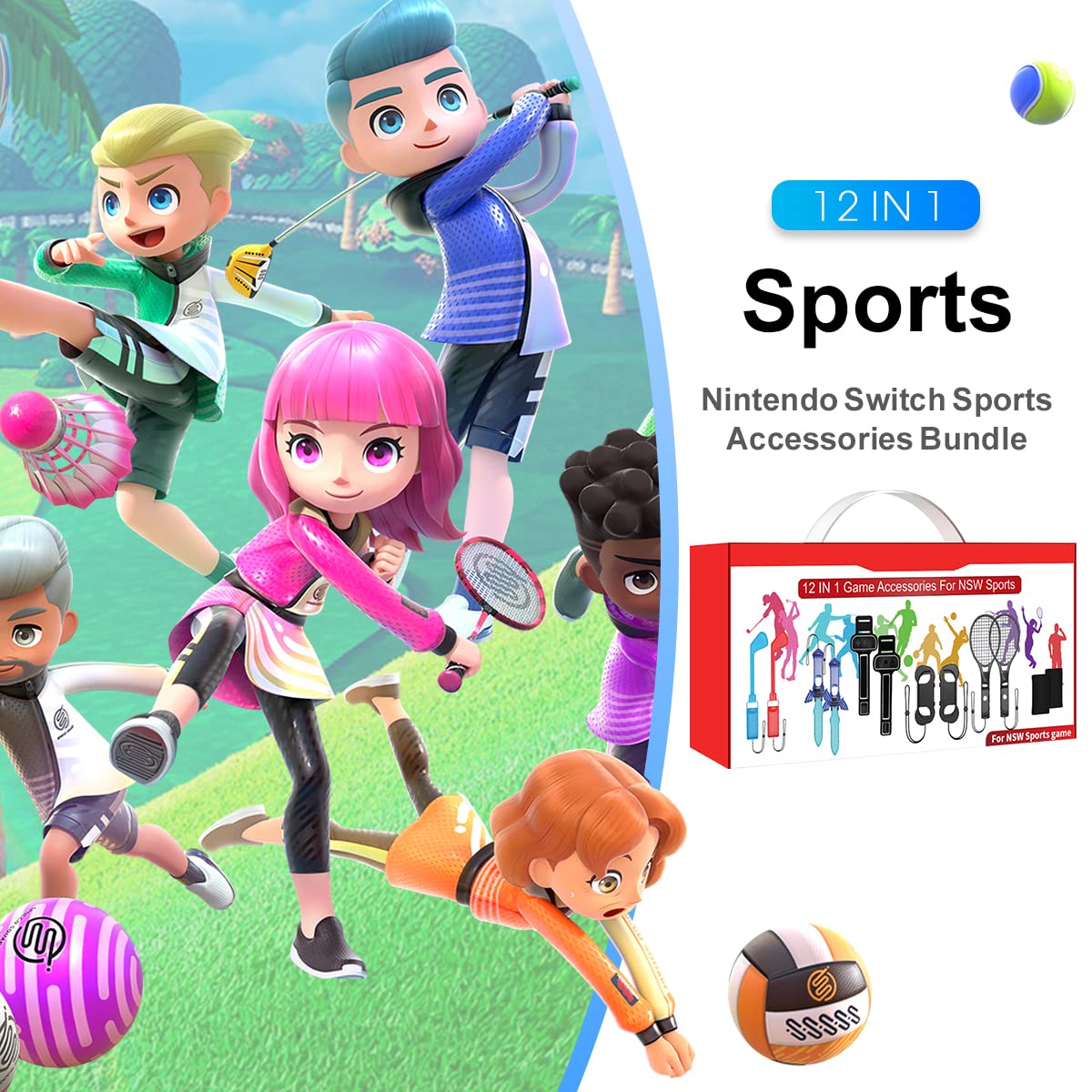 QWOS 12 in 1 Switch Sports Games Accessories Bundle for Nintendo Games ,Enhanced Gaming Immersion Switch Sports Accessories Compatible with Nintendo