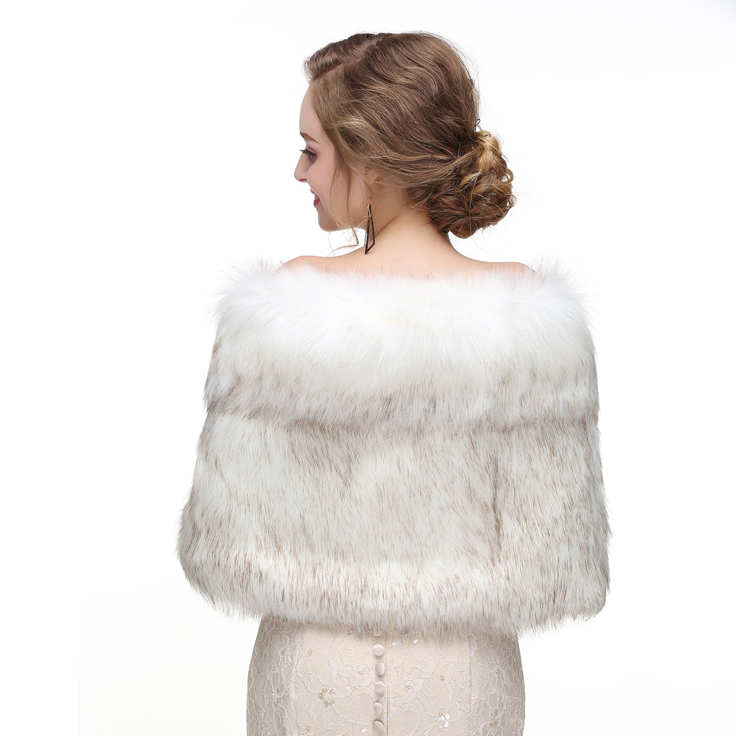 Leyidress Wedding Women Faux Fox Wraps Shawls, Pj170932, Size One Size
