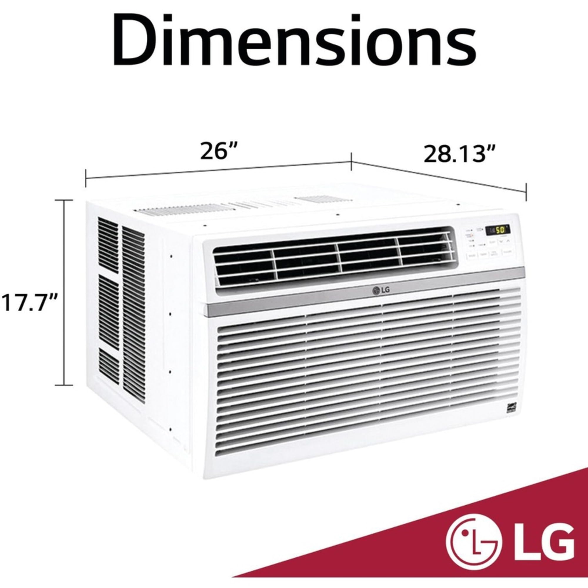 LG 15,000 BTU Window Air Conditioner, Cools 800 Sq.Ft. (20' x 40' Room Size), Quiet Operation, Electronic Control with Remote, 3 Cooling & Fan Speeds, Auto Restart, 115V
