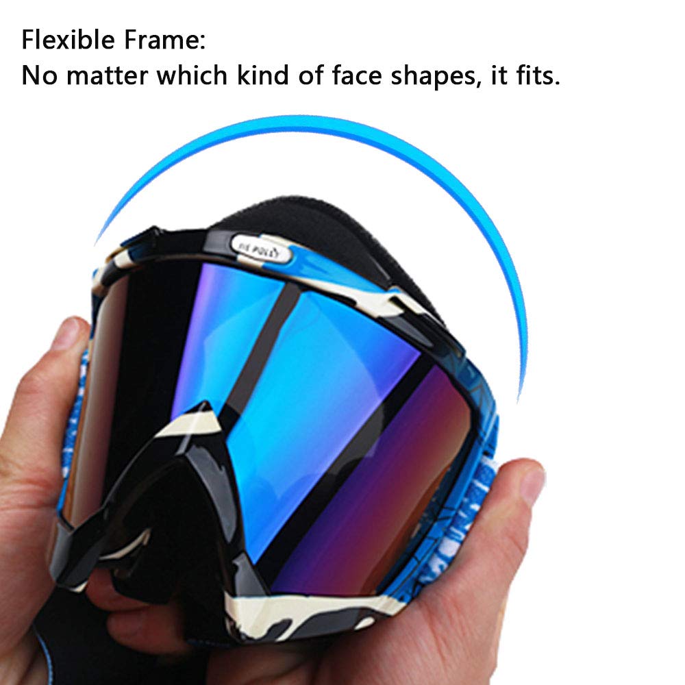 JIEPOLLY Motocross Goggles, Anti-Scratch Lenses, Bicycle Snowboard Climbing Teens (L04)