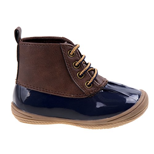Josmo Unisex-Baby Luke Fashion Boot, navy patent/brown, 7 Medium US Toddler