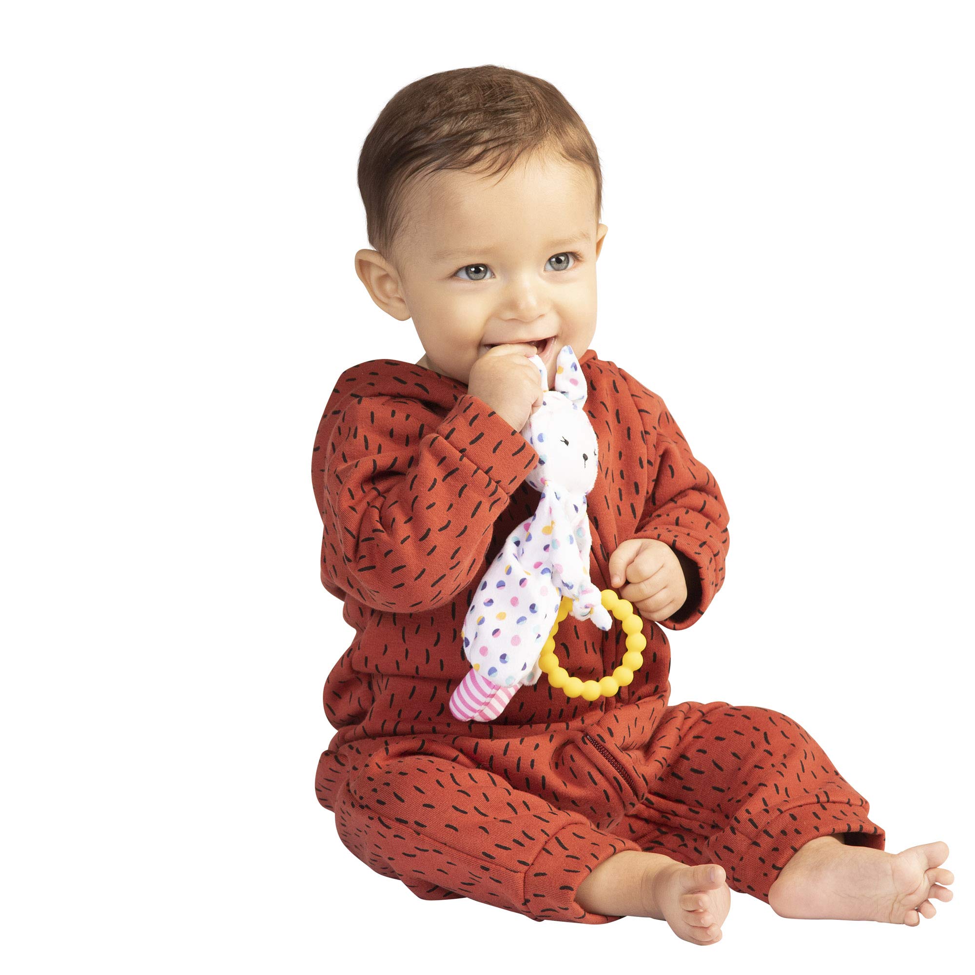 Manhattan Toy Cherry Blossom Days Baby Bunny Soothing Mini Blankie with Removable Silicone Teether Multi