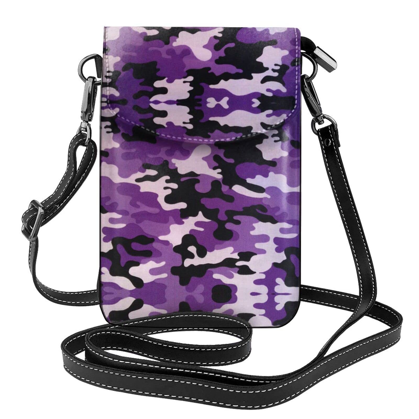 Purple Camouflage Small Crossbody Bag Cell Phone Pouch For Women Wallet Bag Coin Purse