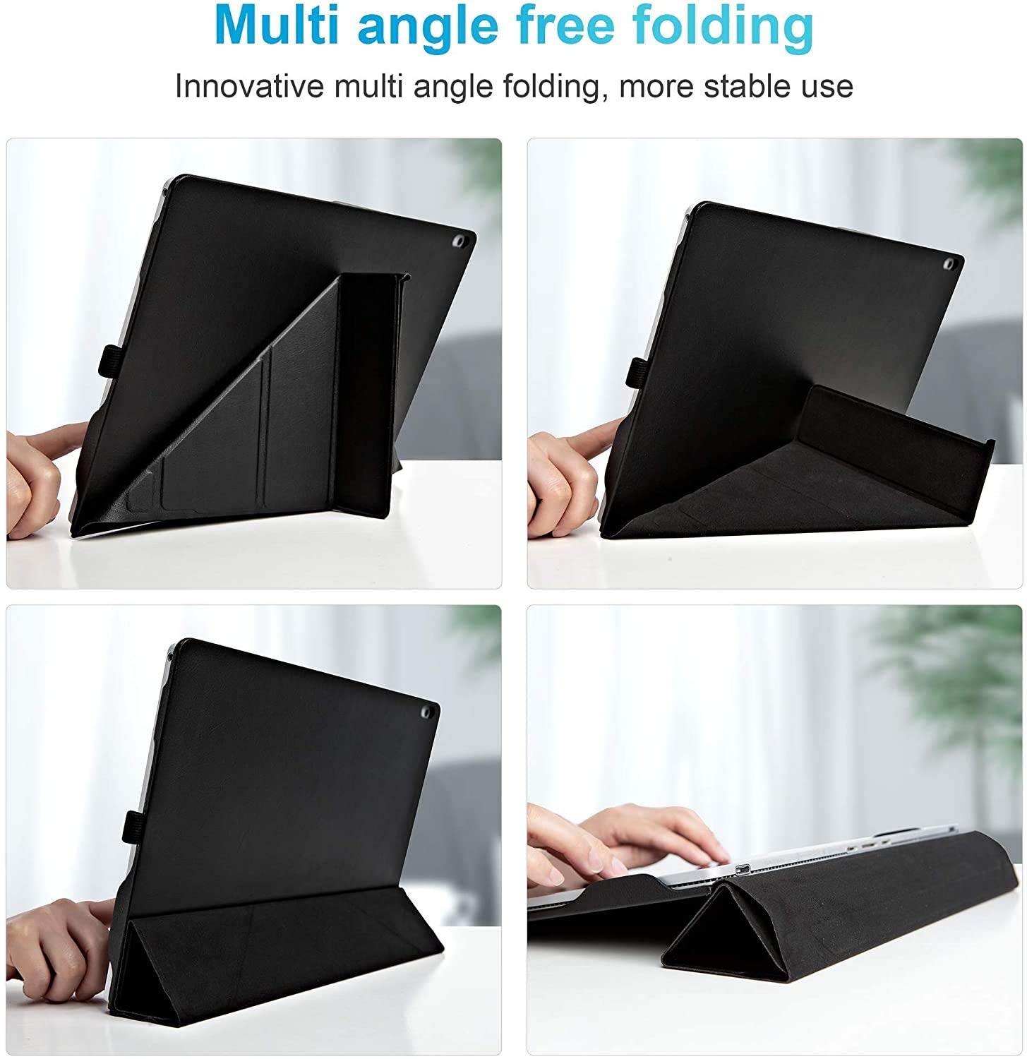 Microsoft Surface Book 3/2 15 inch PU Leather with Stand Case Laptop Sleeve Tablet Folio Case 15" Surface Book 3/2/1 Detachable Cover Black