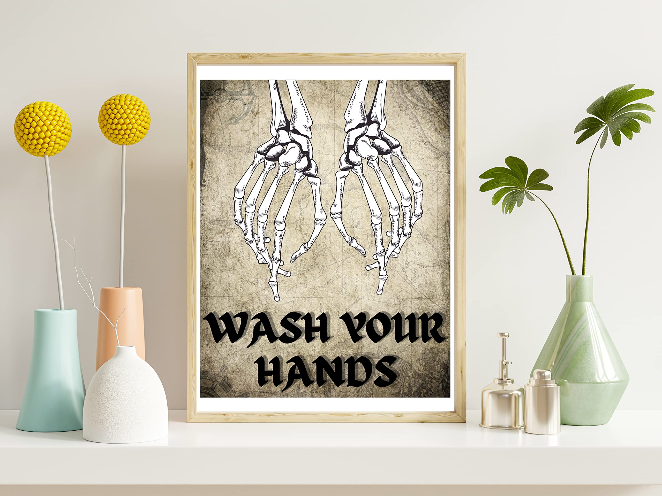 Roxbury Row Skeleton Hands Bathroom Decor Wall Art, Skeleton Decor | Funny Bathroom Signs, Gothic Bathroom Decor Wall Art, Creepy Decor, Spooky Decor, Halloween Bathroom Decor (8X10 Unframed)