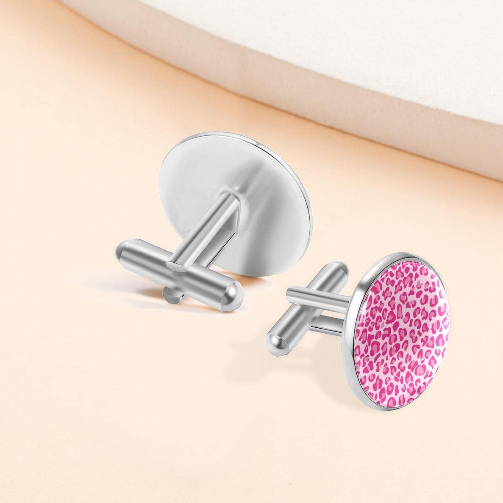 Purple Pink Black Leopard Pattern, Cufflinks and Studs Set for Tuxedo Shirts Business Wedding (Multiple Colors4)