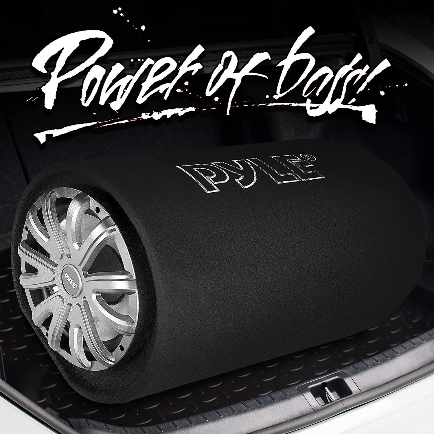Pyle 12-Inch Carpeted Subwoofer Tube Speaker - 500 Watt High Powered Car Audio Sound Component Speaker Enclosure System with 2β Aluminum Voice Coil, 4 Ohm, Rear Vented Design - PLTB121