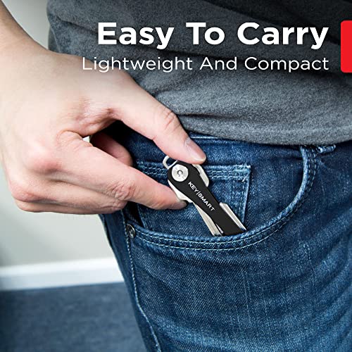 KeySmart Key Holder for Keychain Key Ring - Compact Key Organizer Key Chain Key Case, Minimalist Pocket-Sized EDC Keychain, Loop Piece for Car Fobs, Expandable (up to 8 Keys, Black)
