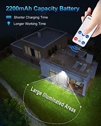 Solar Outdoor Lights Motion Sensor [3 Modes/228LED] Solar Flood Lights Dusk to Dawn, IP65 Waterproof Led Solar Security Lights with Remote for Garage, Patio, Outside, Yard, Garden (5M Cable, 2Pack)