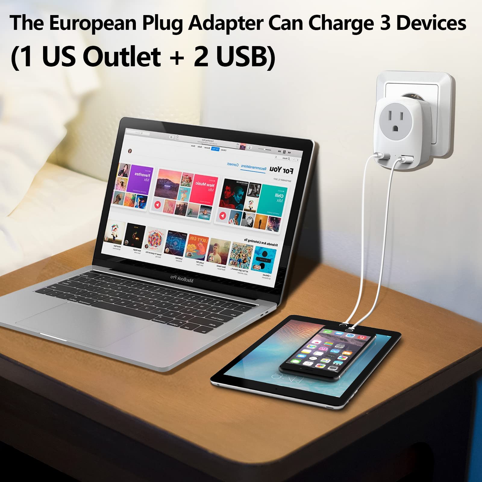 Step Down 220V to 110V Adapter and Voltage Converter Combo + European Travel Plug Adapter for Europe & UK