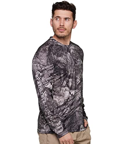 Realtree Men's Performance Fishing Long Sleeve Shirt (Wav3 Light Blue, 3X-Large)
