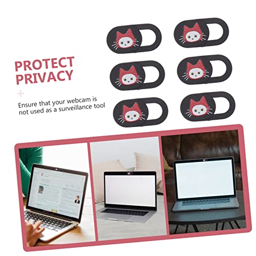 SOLUSTRE Desktop Camera 6pcs Laptop Tablet Cartoon Pattern for Ultra Webcam Shield Lid Thin Cover Blocker Black Cute Cell Privacy Camera Slider Sticker Anti- Cat Web Peeping Anti Sliding Slide