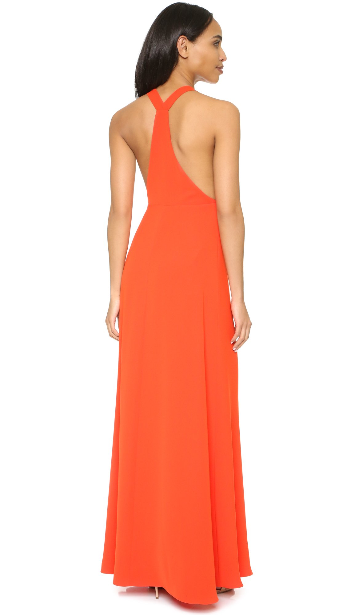 Jill Jill Stuart Women's T-Strap Sleeveless A-Line Gown, Tangerine, 8